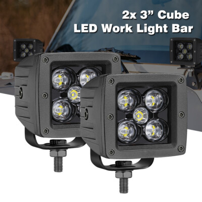 2Pcs 3"Inch LED Work Light Cube Pods Spot Flood OffRoad Lights Truck ...