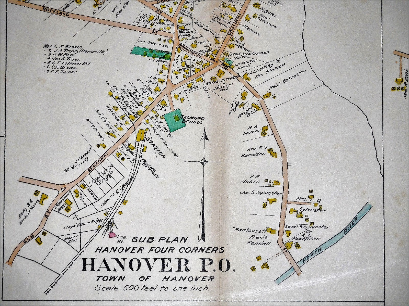 1903 Original Hanover Map,MA Mass Atlas,Four Corners,Broadway,Old ...