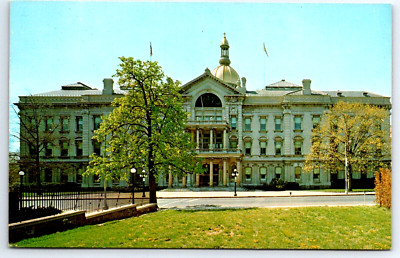 Postcard Trenton New Jersey Mercer County State House Two Flags Flying ...