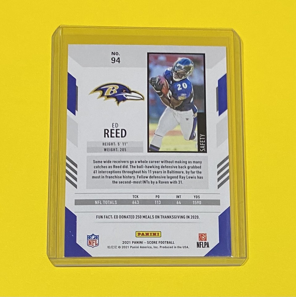 2021 Panini Score Football Ed Reed BASE CARD Baltimore Ravens #94 🔥 | eBay