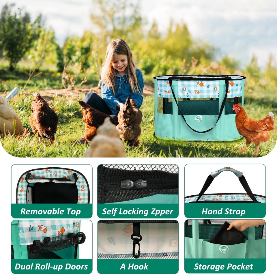 Chick Brooder Box Pop Up Large Foldable Double Door Brooder Box with ...