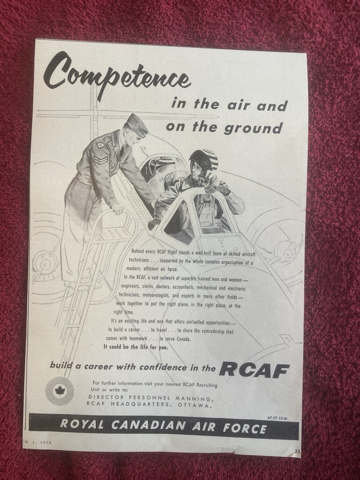 Free Shipping War Recruiting Ad Canada RCAF Royal Canadian Air Force ...
