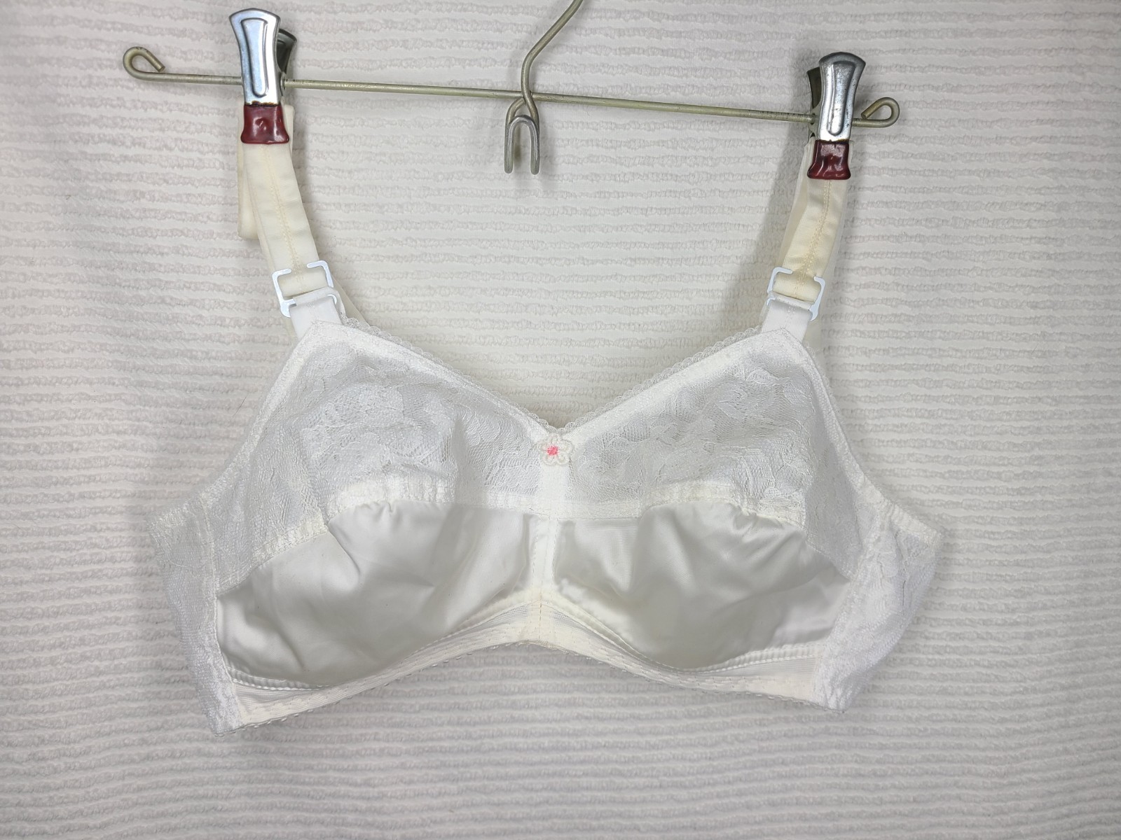 30D VTG Sculptress Bullet Bra White Cotton Lace Inner… - Gem