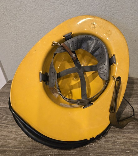 Vintage MSA TOPGARD Fireman’s Safety Helmet Yellow Adjustable with ...