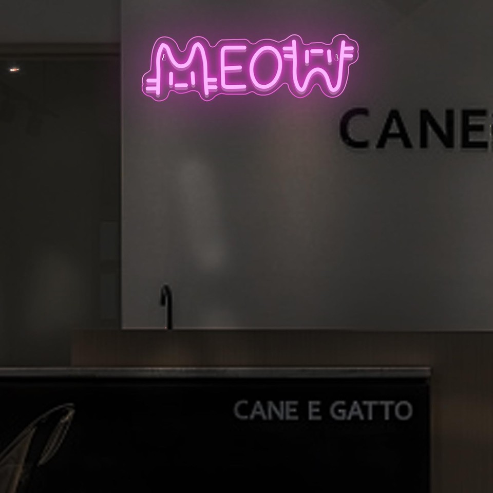 Pink Meow Neon Sign for Wall Decor Pink Meow Neon Light Adorable LED ...