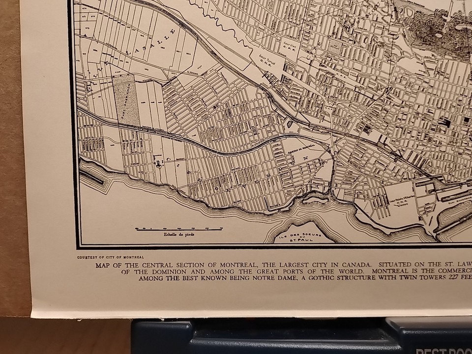 1940 Vintage MONTREAL Map Antique Old from Collier's World Atlas ...