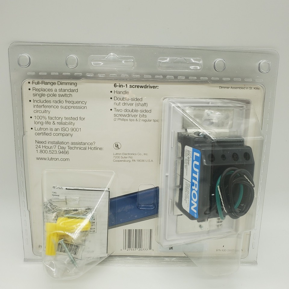 LUTRON Diva Duo Dimmer Switch 600W White DVW-600PH w/Free 6-in-1 ...