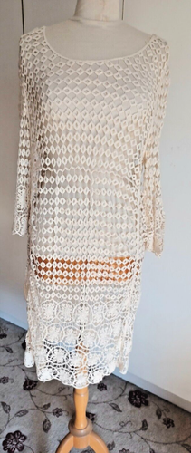 BNWT Solitaire by Ravi Khosla cream crochet open work dress cover -up ...