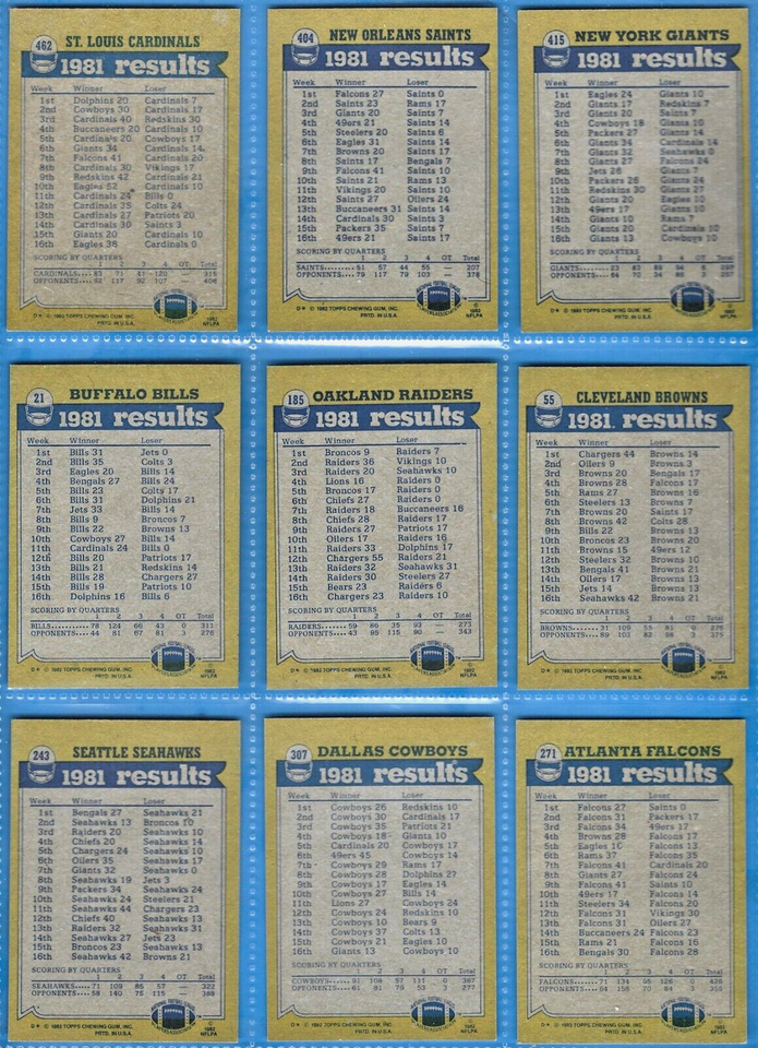 1982 Topps Football Complete Set 528/528 Cards - EX/MT FREE Shipping | eBay