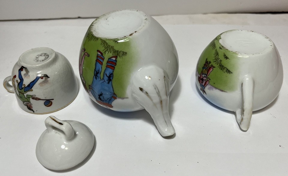 Antique Transferware Childs Tea Set 4 Pc Clowns Jesters Circus Germany ...