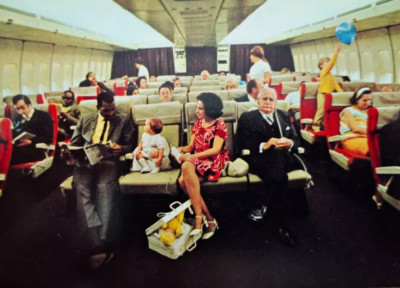 PAN AM Boeing 747 Interior Cabin Air Travel in 1950s Retro Poster Photo ...