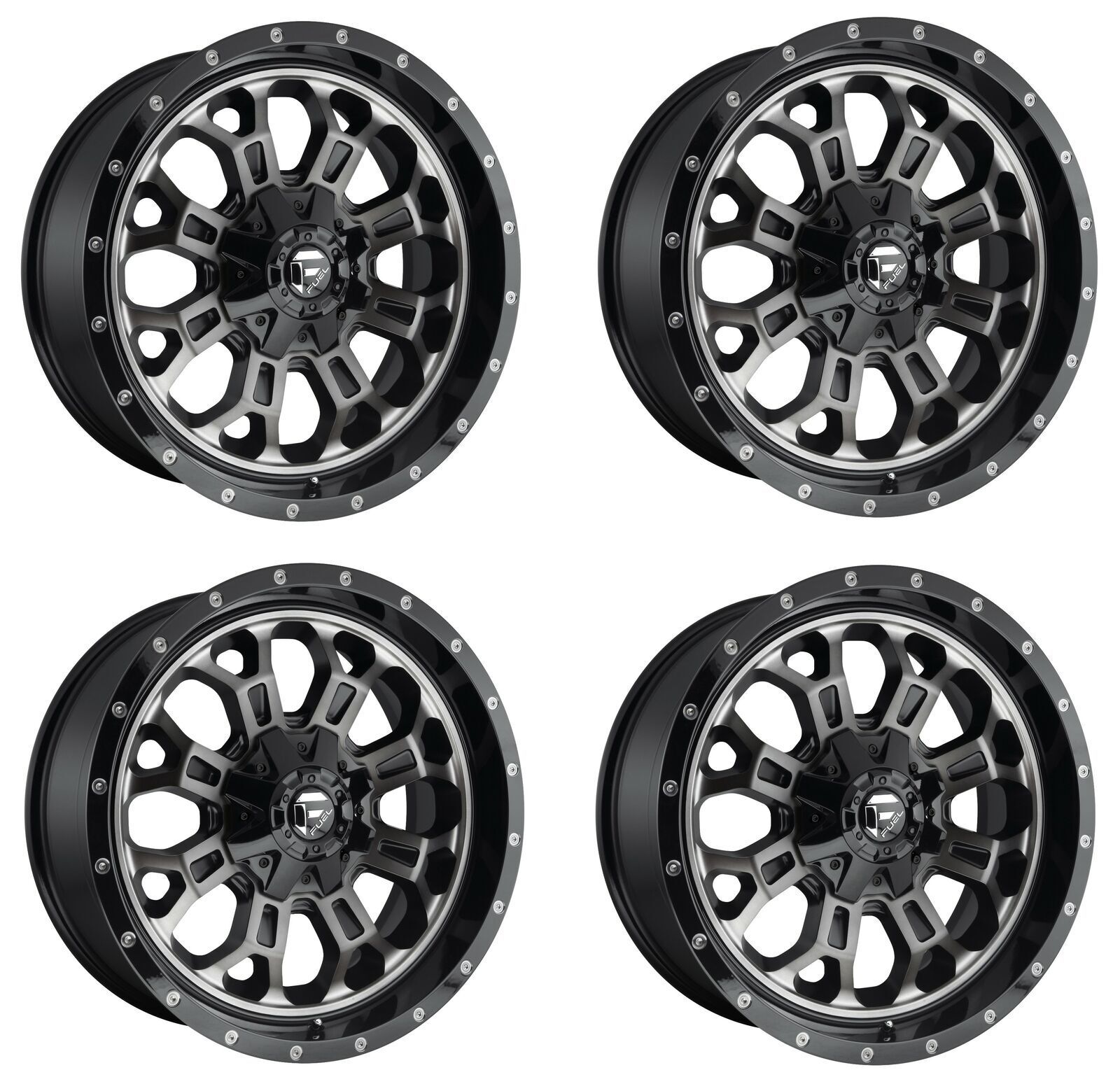 Set 4 20" Fuel Crush D561 Black Machined Wheels 20x9 8x180 20mm For ...