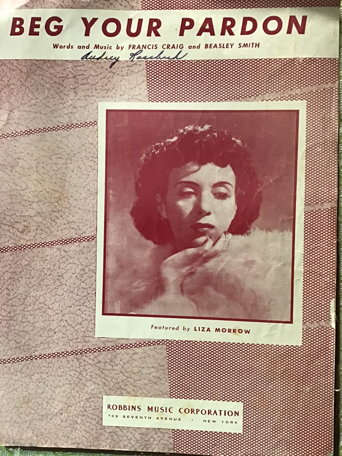 BEG YOUR PARDON 1947 Craig & Smith LIZA MORROW Sheet Music | eBay