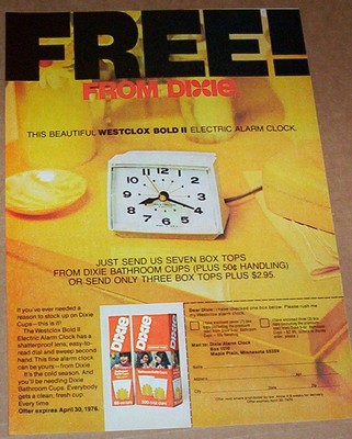 1976 print ad page - Dixie Cup cups & Westclox alarm clock vintage ...