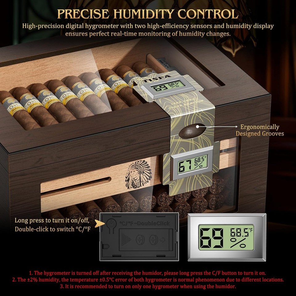 Cedar Cigar Humidor Set with Digital Hygrometer & Travel Tube | eBay