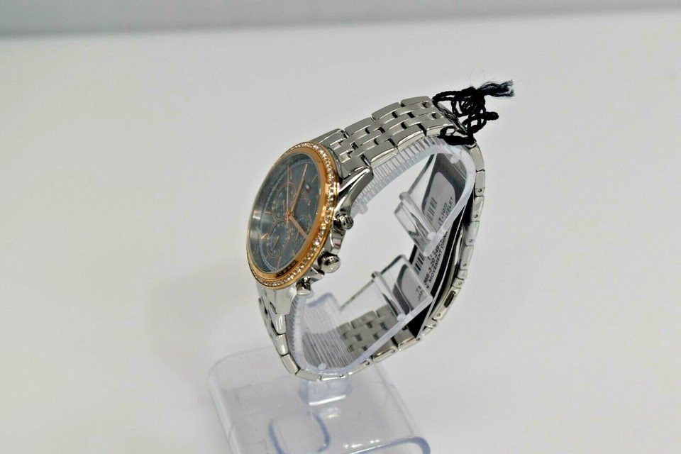 New Tommy Hilfiger Two Tone RG SS Blue Dial Crystals 1781976 $155 Watch ...