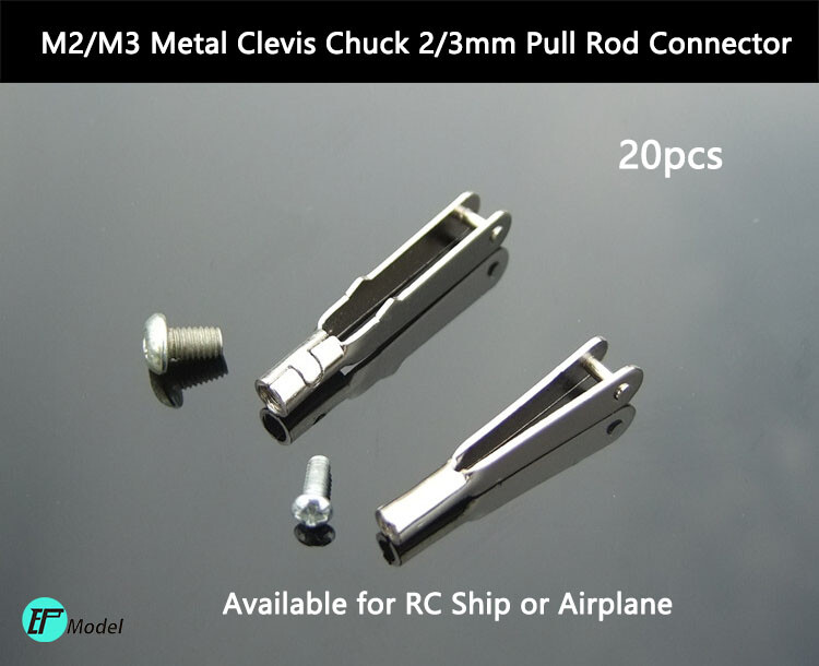 20pcs M2/M3 Metal Clevis Chuck 2/3mm Pull Rod Connector for RC Ship or ...