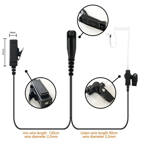 2 Wire Surveillance Kit Eeapiece Headset for XPR6550 XPR7550 XPR7580 ...
