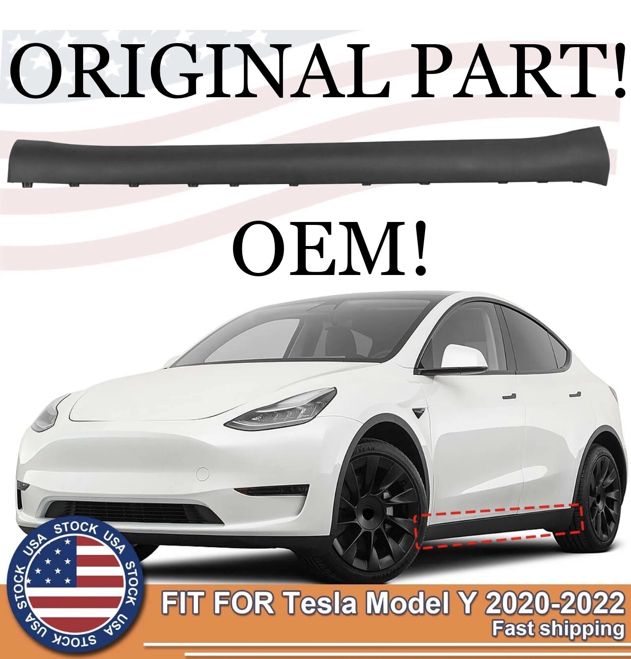 OEM Tesla Model Y Left Side Skirt Lower Rocker Panel Molding Cover ...