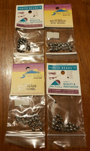 1 Pack! Brite Beads - Spirit River • 25pk • Fly Tying • 3/16 Nickel ...