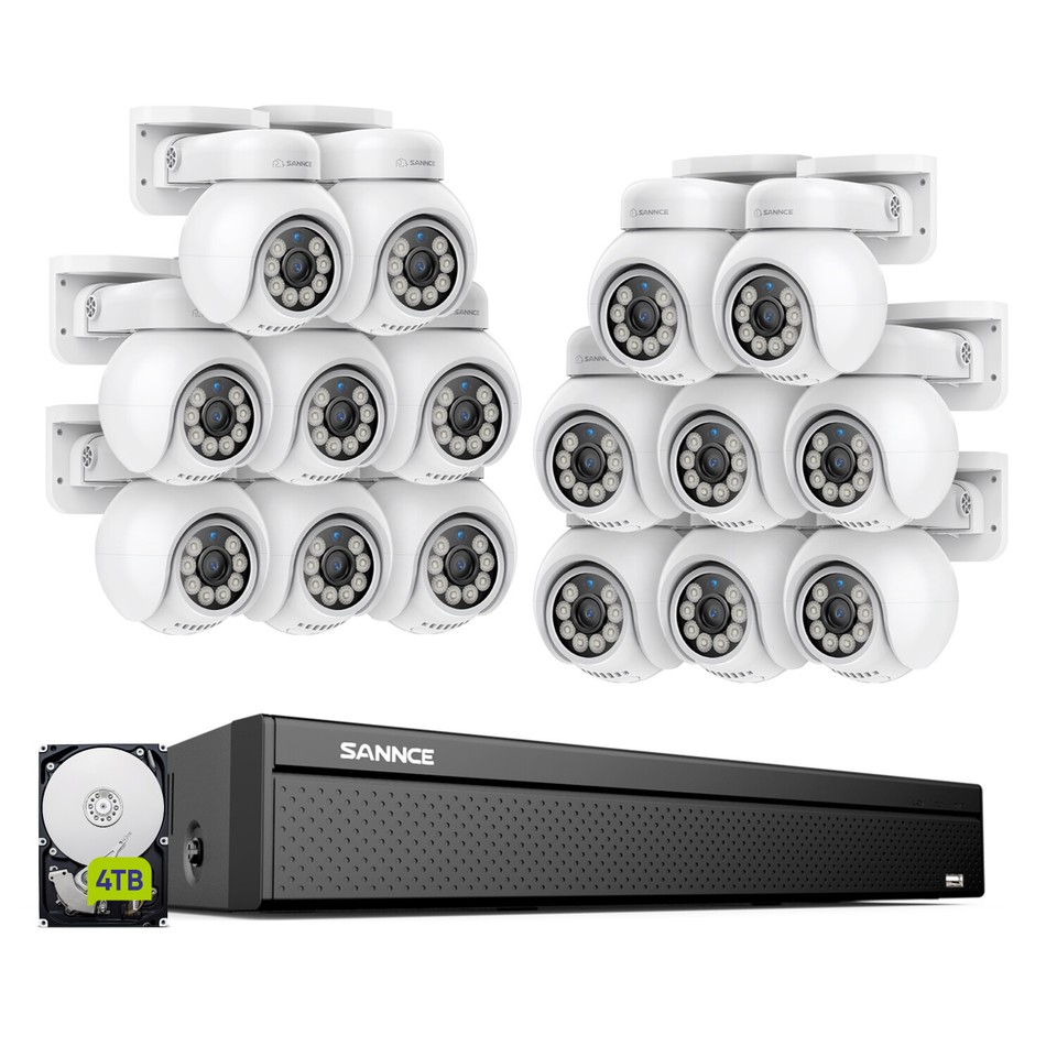 SANNCE 16CH NVR 4K POE Color Night Security Camera System Two Way Audio ...