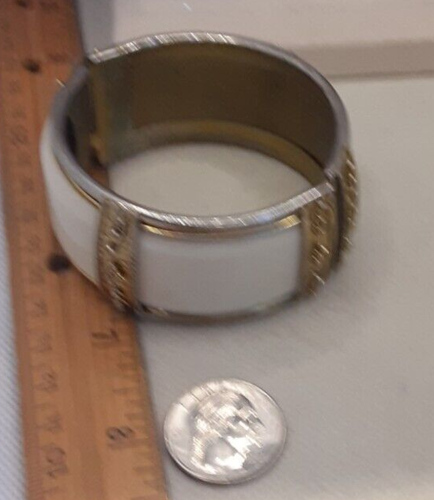 VTG Hinged Bangle Bracelet goldtone and faux ivory(acrylic) insets 80’s ...