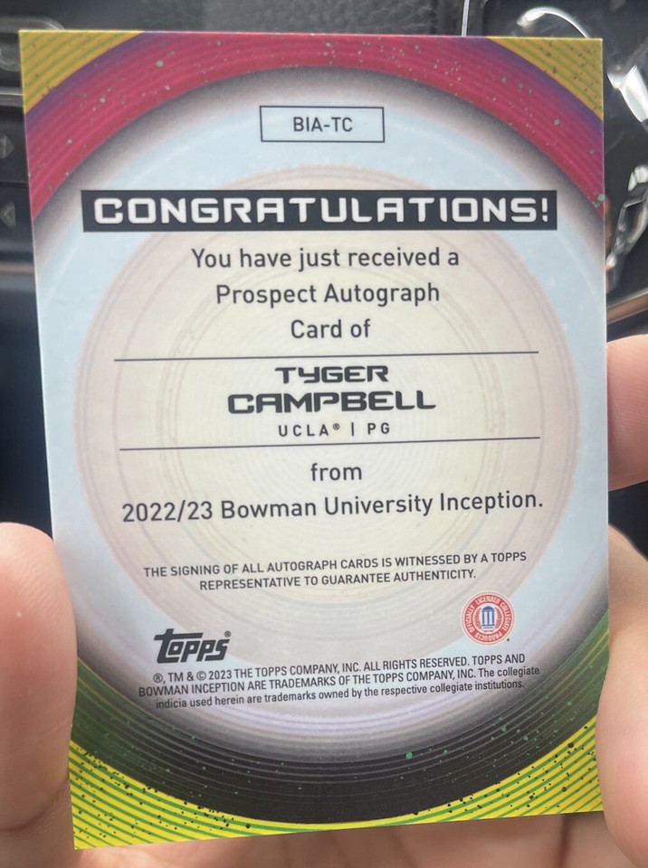 2022/23 BOWMAN U INCEPTION TYGER CAMPBELL 1ST AUTO AUTOGRAPH #BIA-TC ...