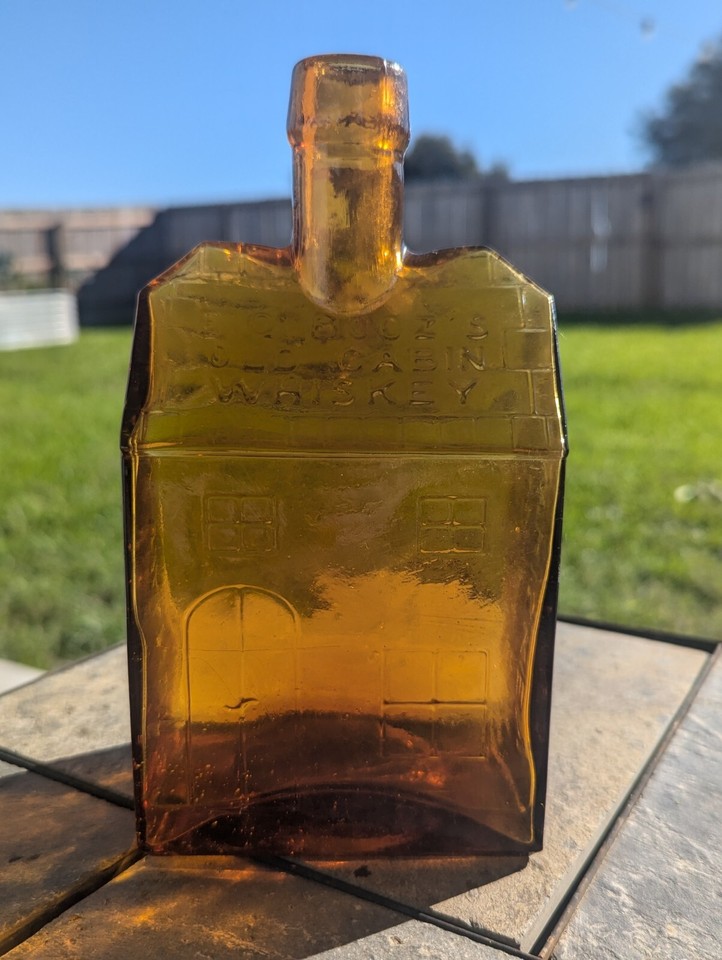 Vintage EG Booz Old Cabin Whiskey Glass Bottle Prohibition | eBay
