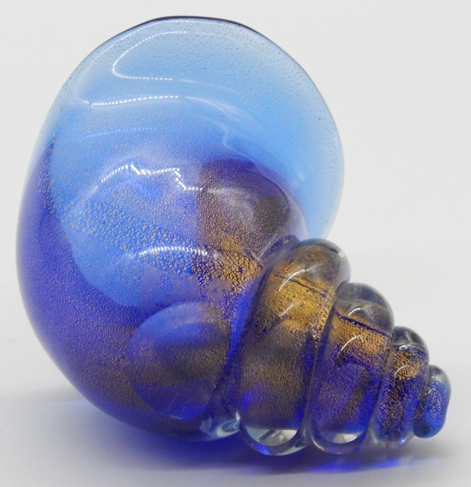 RARE Seguso Vetri D’Arte Murano Art Glass Blue/Gold Leaf Seashell ...