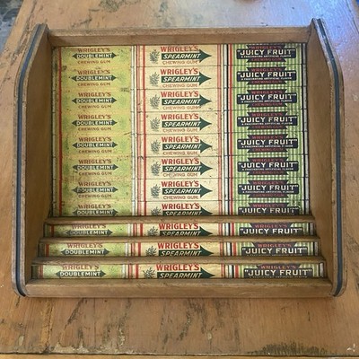 VINTAGE WOODEN WRIGLEY'S JUICY FRUIT DOUBLEMINT CHEWING GUM COUNTER ...