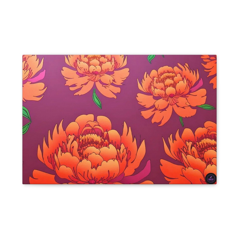 Orange Peony Pattern Canvas | eBay