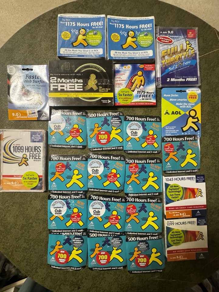 Lot of 20+ Vintage AOL Internet CDs – 500–1175 Hours Free – Rare Promo ...