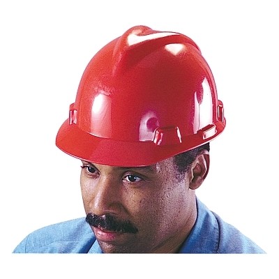 V-Gard Slotted Hard Hat Cap, Staz-On Suspension, Red MSA 463947 ...