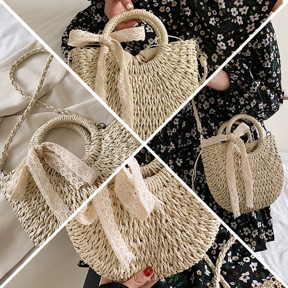 Woven Cross Body Bag Women Handbag Fashion Chic Beach Bag Storage Pouch ...