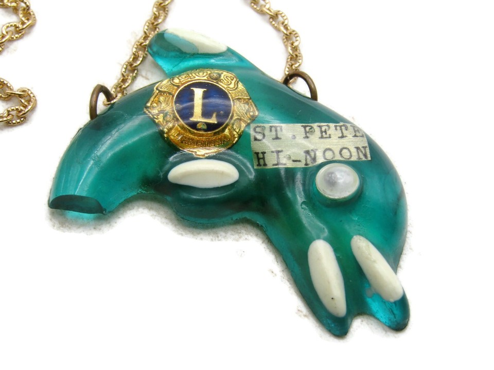 Lions International Dolphin Necklace St. Pete Hi-Noon Gold Tone | eBay