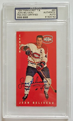 1994 Jean Beliveau Parkhurst Tall Boys Signature on card Autograph Auto ...