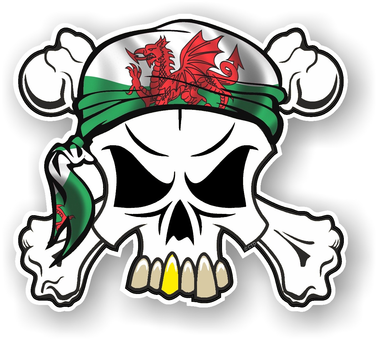 Skull & Crossbones + HEAD Bandana Welsh Dragon Wales CYMRU Flag car ...