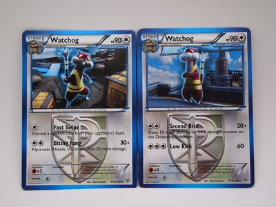 Pokémon Watchog Black and White Plasma Storm 113/135 & 112/135 Regular ...