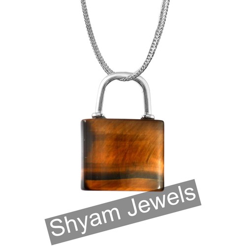 Sterling Silver Gorgeous Tiger eye Lock Key Pendant Necklace Couple ...