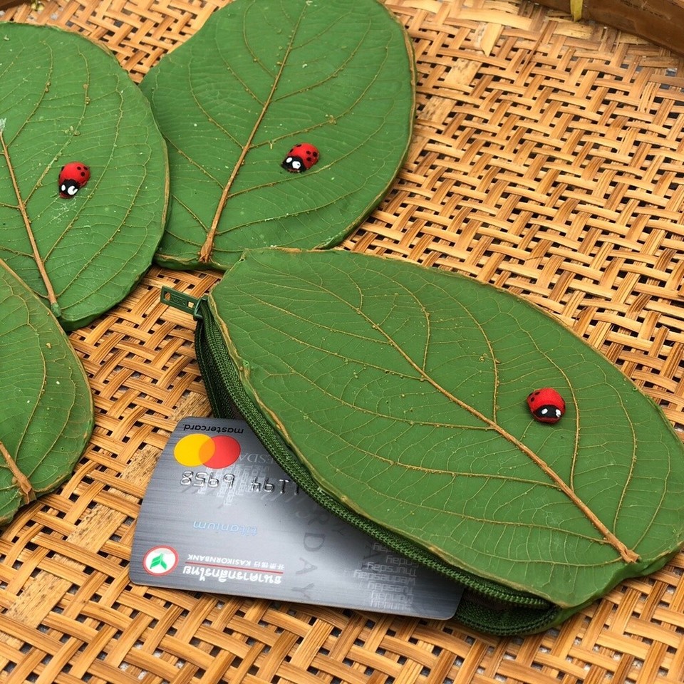 Rare bag handmade realistic leaf small large wallet art hipster weird ...