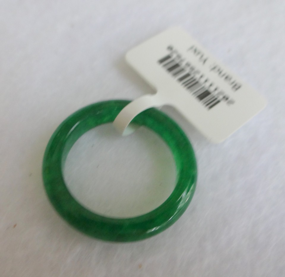 Chinese Natural Grade A Translusent Apple Green Jade Nephrite Ring Size ...