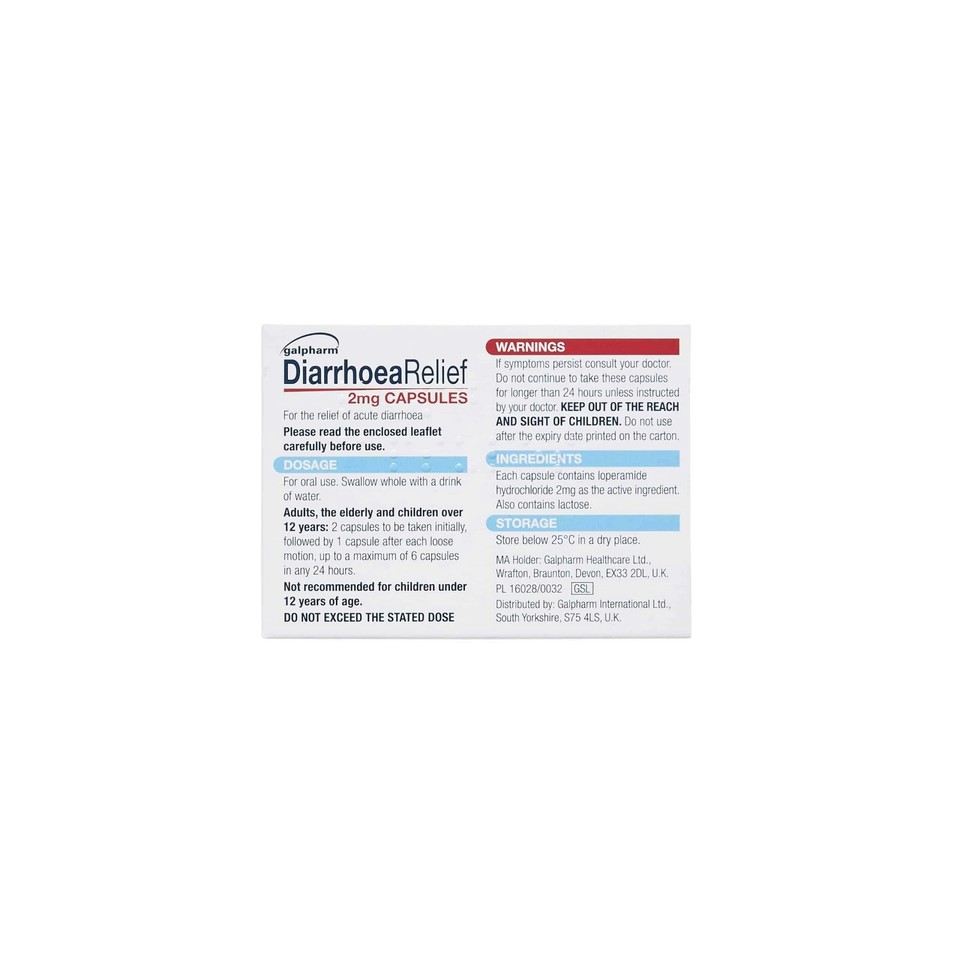 Galpharm Diarrhoea Relief Tablets, Loperamide Hydrochloride, 1 Pack of ...