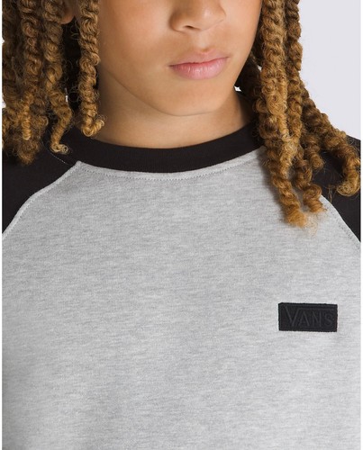 Brand New Kids Vans Core Basic Raglan Crew Black/ Cement Heather M(10 ...