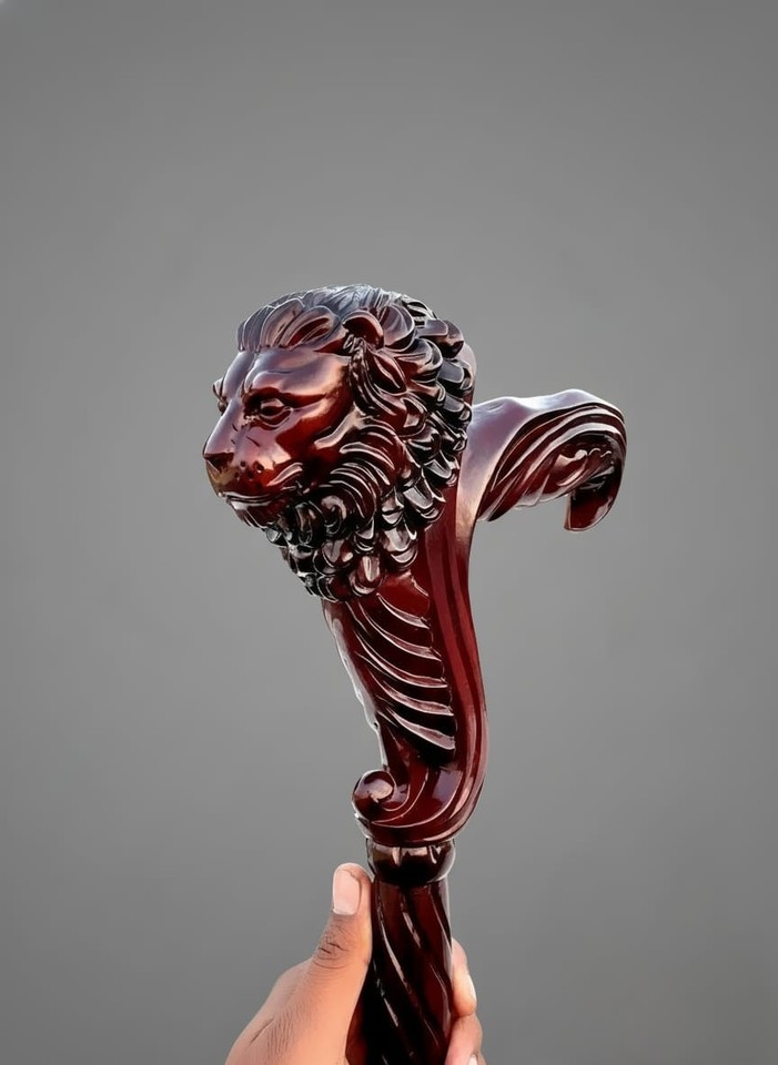 Wooden walking stick / cane - hand carved lion head design Best wood ...