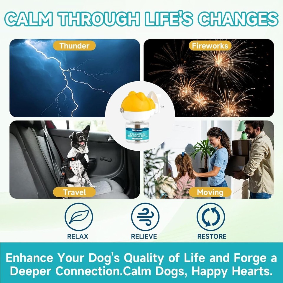 Dog Calming Plug In Diffuser – Anxiety Relief 3-in-1 with 1 Device + 2 ...