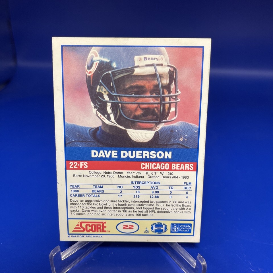 Dave Duerson 1989 Autographed Score Football Card (d2011) SB XX Chicago ...