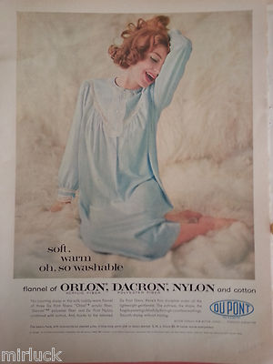 1959 Womens Blue Gown Lingerie Flannel of Orlon Dacron Nylon Original ...