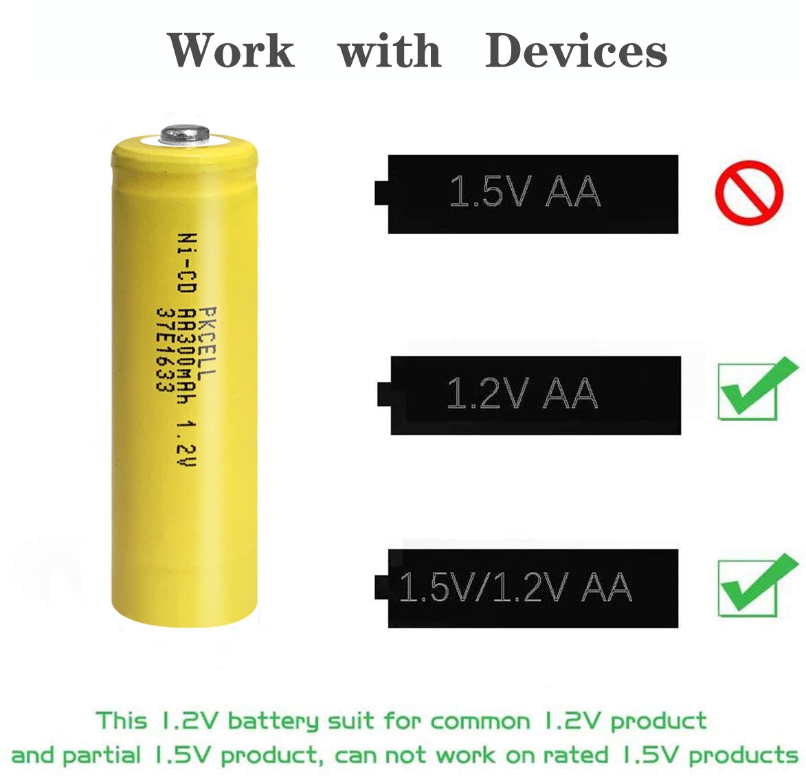 6 pcs 1.2v 300mAh AA Rechargeable 2A Batteries Ni-Cd for Garden Solar ...
