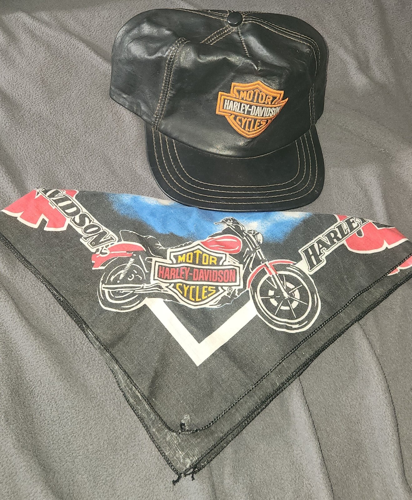 Harley-Davidson Motorcycles Leather Hat Made in USA W… - Gem