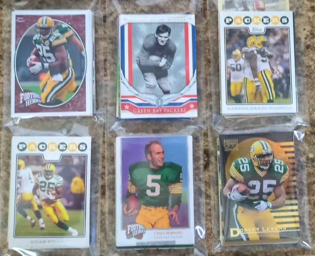 NFL Green Bay Packers Card Team Lot Bag, Lot of 25 Football Cards Pack ...